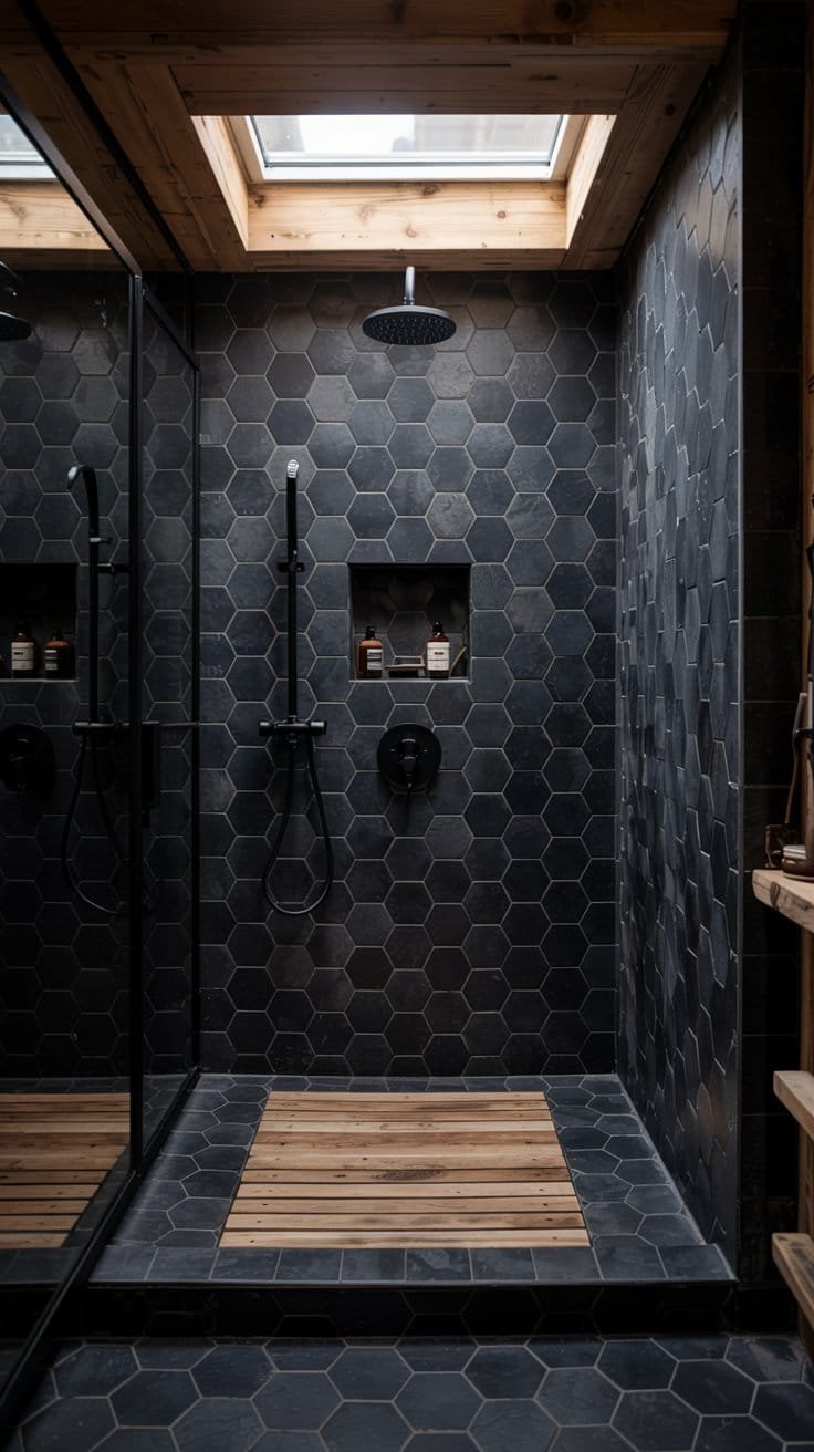 16 Modern Black Bathroom Shower Ideas - Shinku Studio