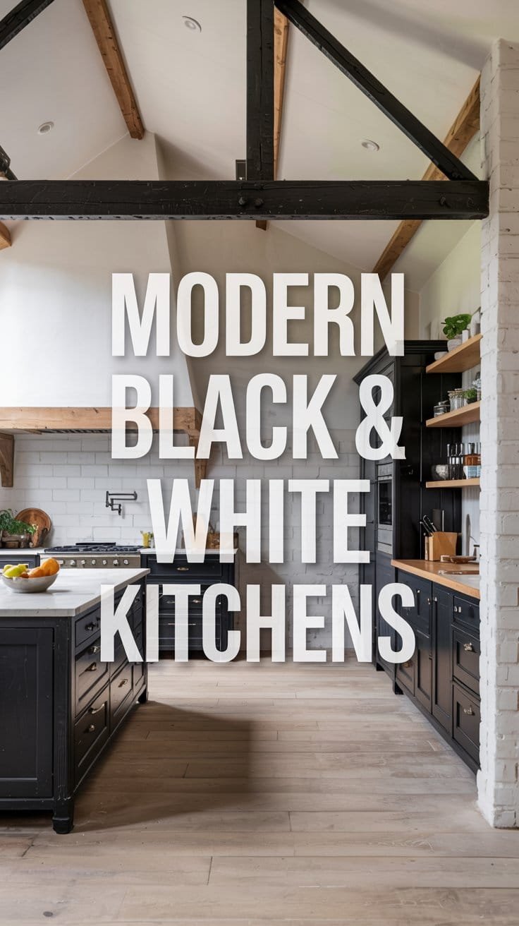 7 Black & White Modern Barn House Open-plan Kitchen Ideas You’ll Love ...